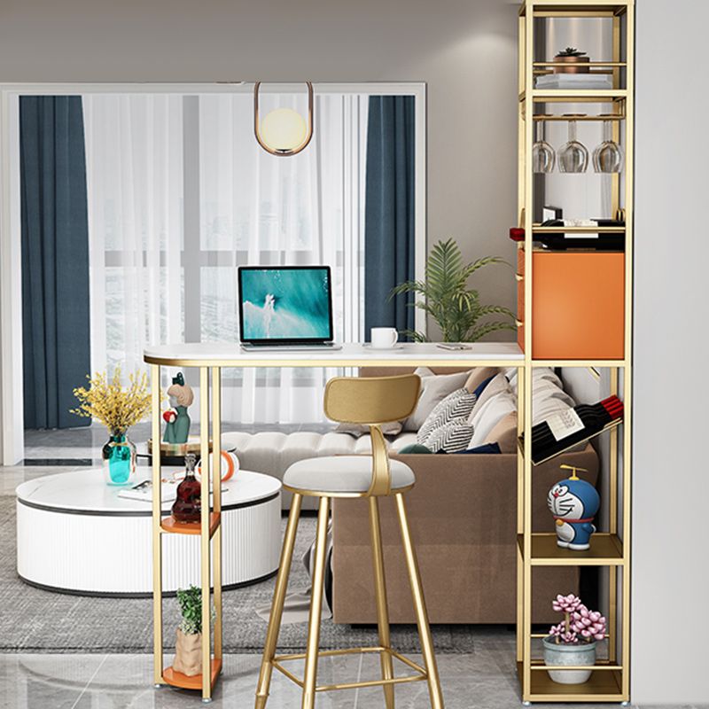 Stone Bar Dining Table Modern Bar Table with Double Pedestal for Livin