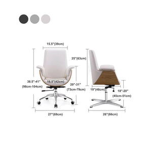 Modern Armless Swivel Chair with Chrome Frame Executive Height-adjusta