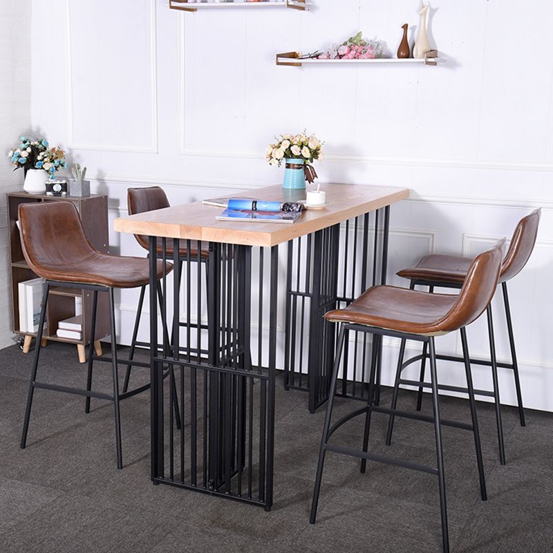 Industrial Rectangle Bistro Table Double Pedestal Solid Wood Bar Heigh