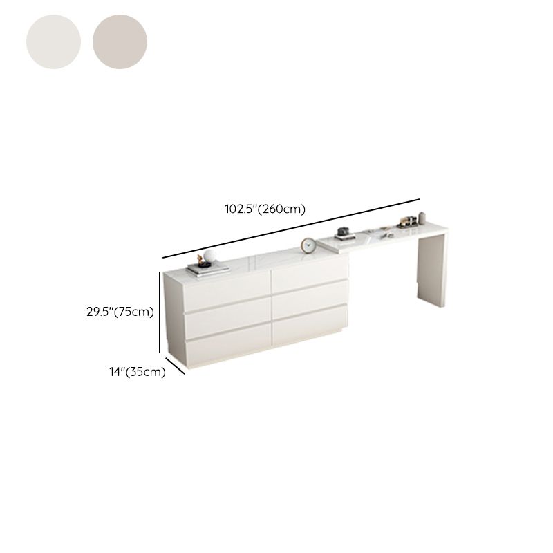 Modern Style Stone Task Desk Rectangular Shape Office Desk with 6-draw