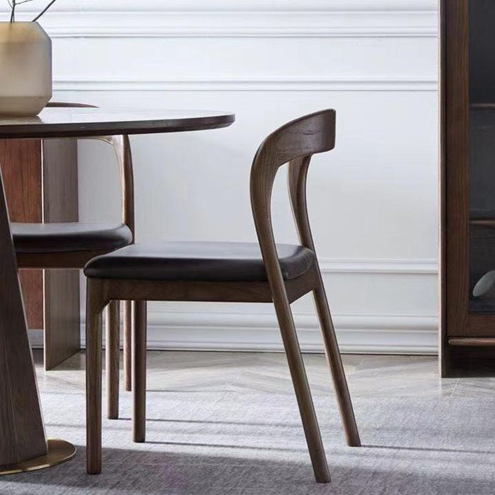 Farmhouse Style Wood Dining Side Chair Solid Back Armless Chair for Ho