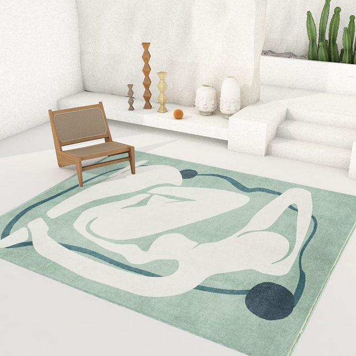 Nordic Color Block Rug Polyester Indoor Carpet Non-Slip Backing Area R