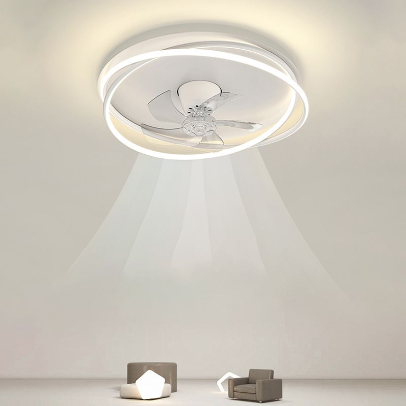 Modern LED Ceiling Fan Lighting Round Metal Fan Light in Black / Gold