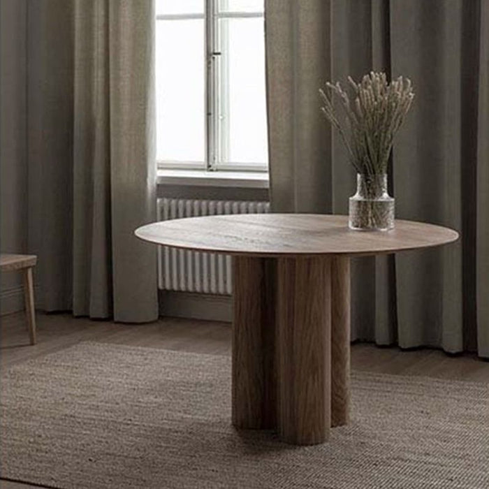 Solid Wood Top Dining Table Contemporary Round Dining Table with 3 Leg