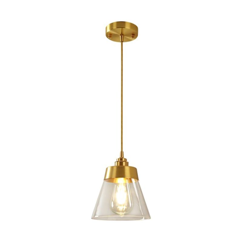 Modern Trapezoid Shade Hanging Lamp One Light Transparent Glass Pendan