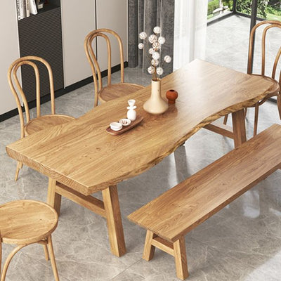 Rectangle Wood Color Dining Table Solid Wood Table Modern Style with 4