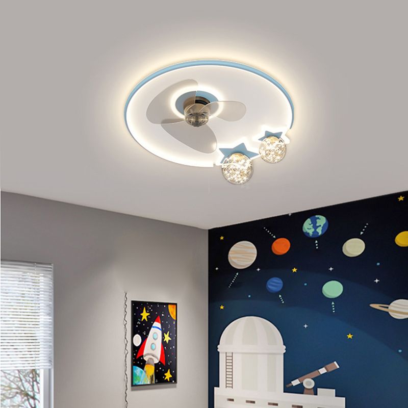 3-Blade Ceiling Fan Children Metallic Polish Finish Fan with Light for