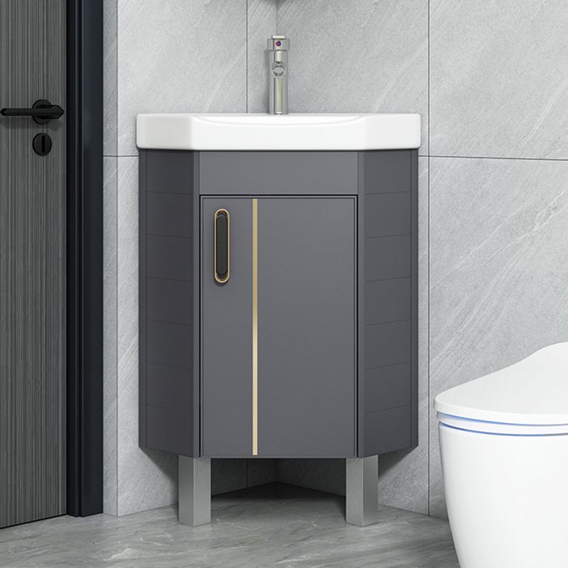 Triangular Vanity Set Single Sink Glam Corner Vanity with Soft Close D