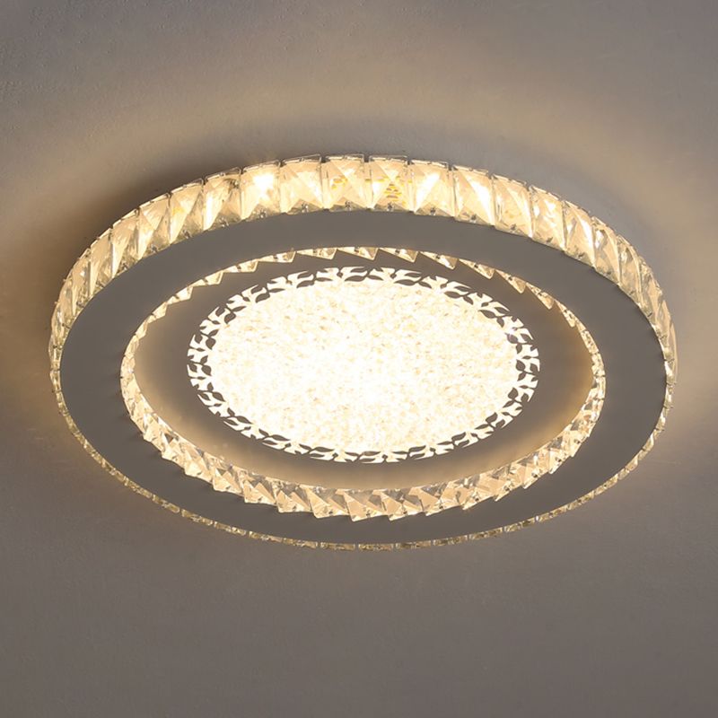 Round Bedroom Flush Ceiling Light Crystal Contemporary LED Flush Mount