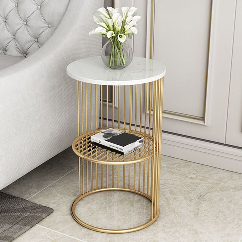 21.65" Tall Mid-century Side End Table Metal Frame Round Sofa Side Acc