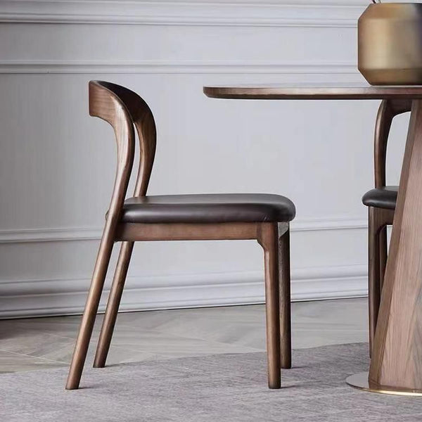 Farmhouse Style Wood Dining Side Chair Solid Back Armless Chair for Ho