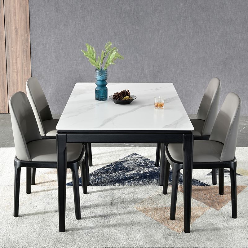 Rectangle Retro Modern Dining Table 4 Legs White Fixed Table of Sinter