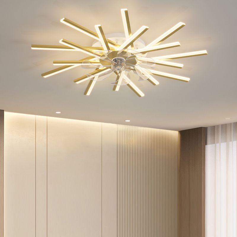 Linear Shape Metal Ceiling Fans Modern Style Multi-Lights Ceiling Moun