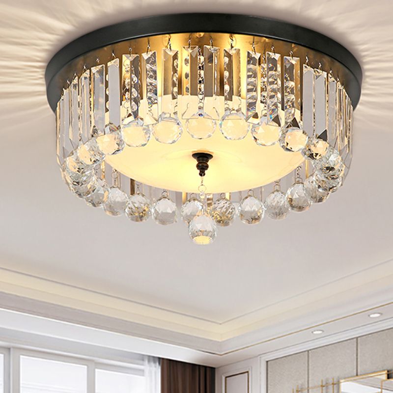 Contemporary Circle Flush Ceiling Light Clear Crystal 5 Lights Ceiling