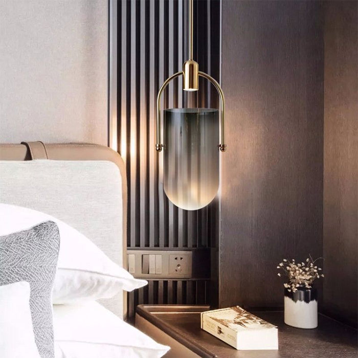 Unique Shape Contemporary Hanging Light Fixture with Glass Shade for D