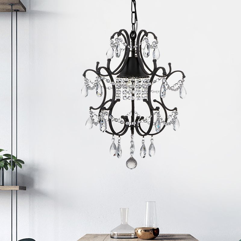 Lantern Pendant Light Fixture Vintage Iron Frame 1 Light Black Ceiling