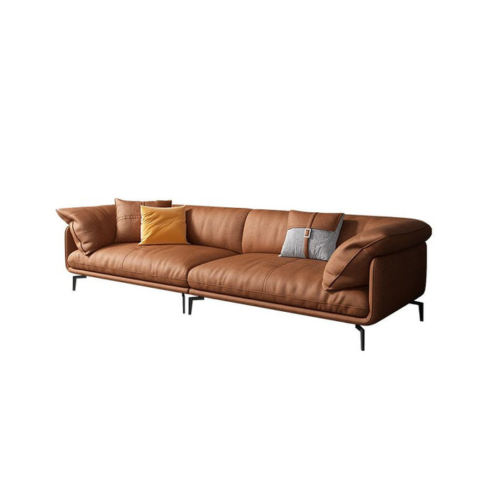 32" High Modern Faux Leather Tuxedo Arm Standard Sofa with Cushions fo