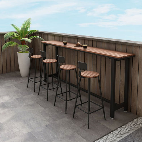 Modern Rectangle Outdoor Patio Bar Table Wood Natural Bistro Bar Heigh
