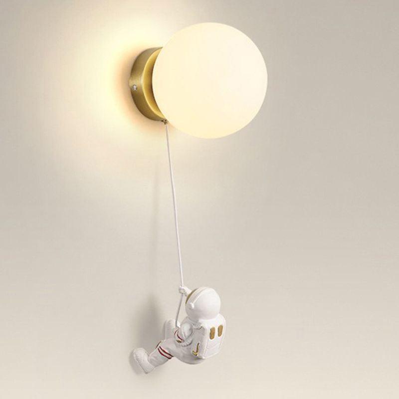 Flush Mount Metal Lighting Children Globe Shaded Wall Light for Bedroo