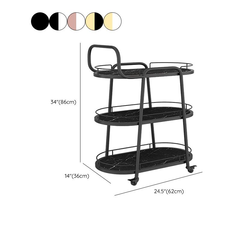 Modern Kitchen Trolley Open Storage Home Dining Rolling Prep Table