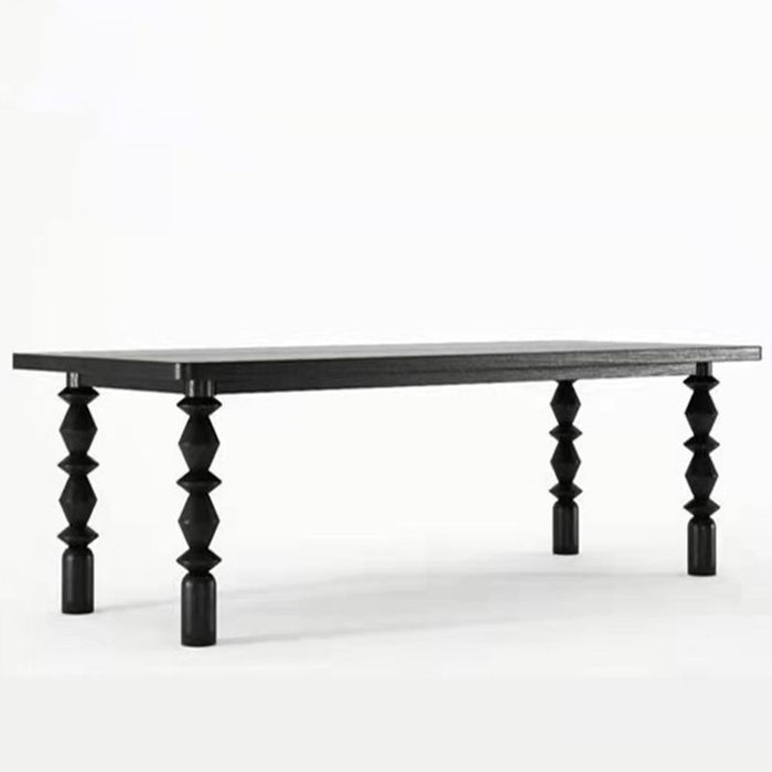 Rectangle Shape Casual Dining Table Solid Wood Fixed Table for Restaur