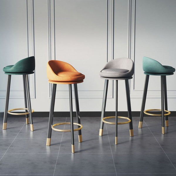 Scandinavian Living Room Low Back Stool Matte Finish Upholstered Swive