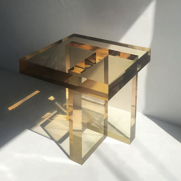 15" Wide Glam Corner Table Acrylic Square Accent Side Table for Living
