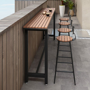 Modern Rectangle Outdoor Patio Bar Table Wood Natural Bistro Bar Heigh