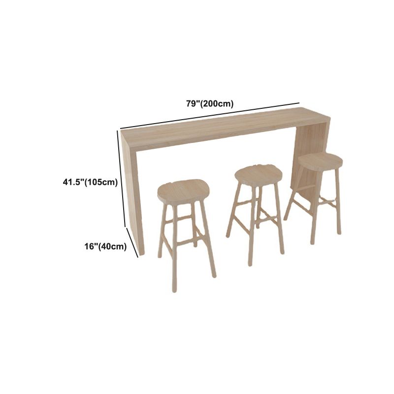 Modern Style Rectangle Bar Table Solid Wood Natural Color Bar Dining T