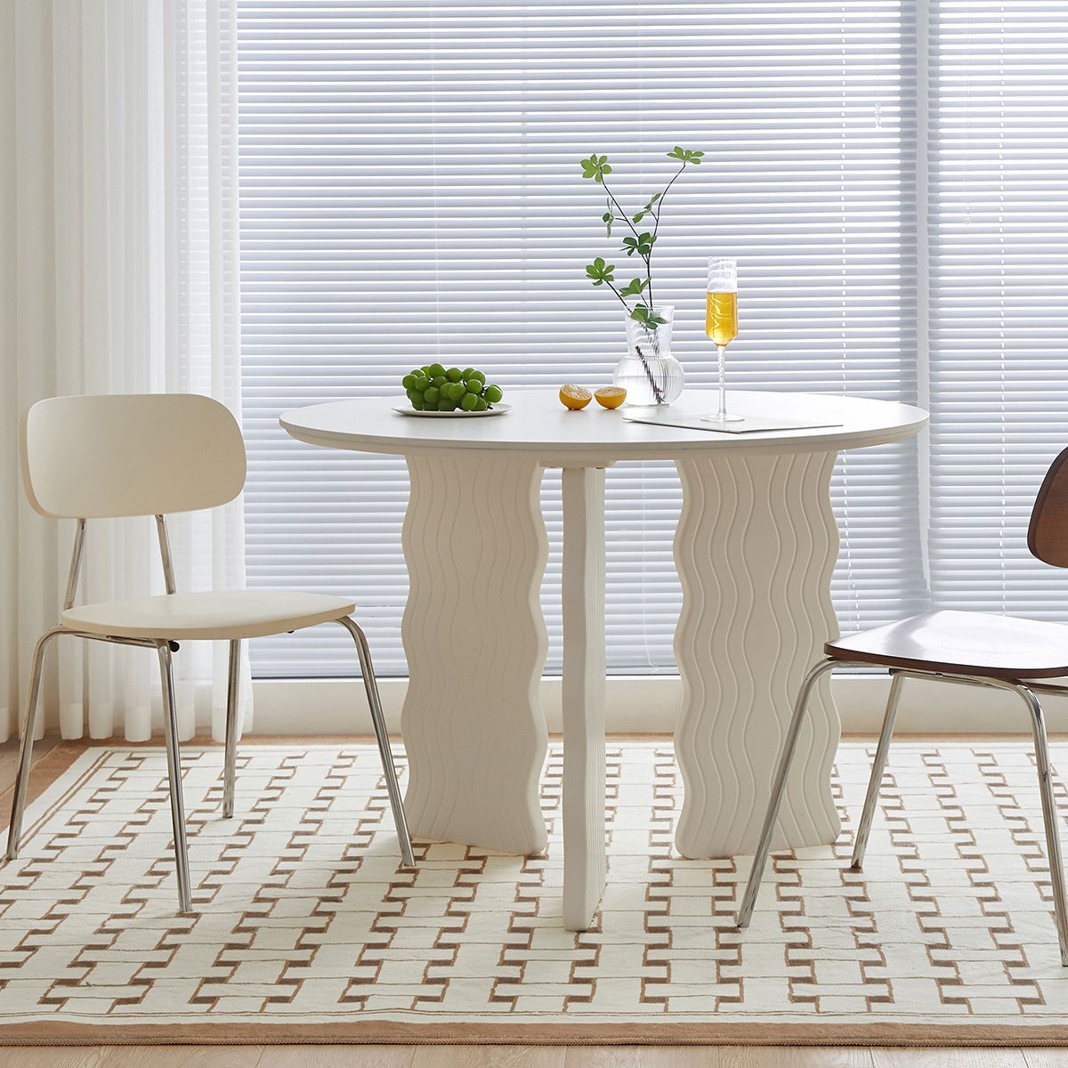 Modern Round Dining Table 3 White Legs Table for Dining Room