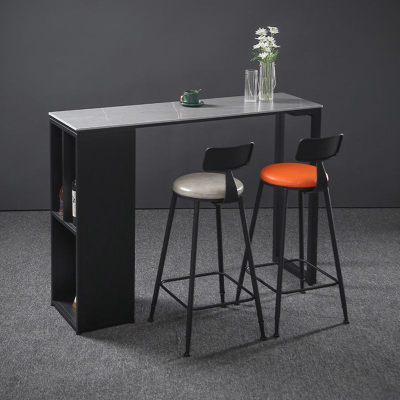 Industrial Style Bar Table Stone Top 42-inch Height Pub Table for Coff