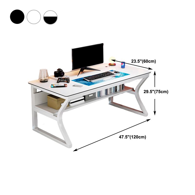 Wood Computer Desk Cable Management Rectangular Computer Desk with She