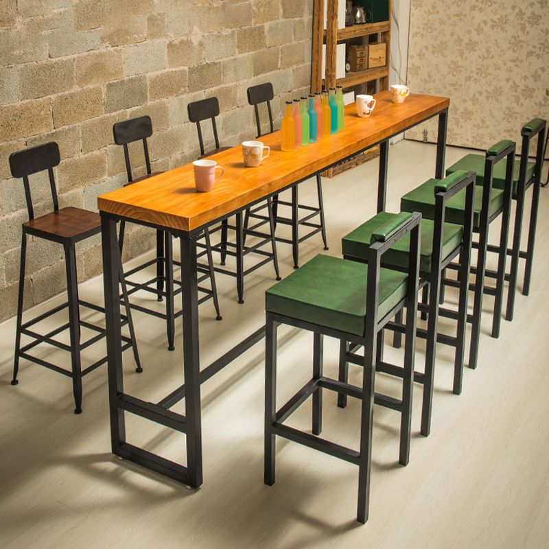 Industrial Bar Table Solid Wood Bar Height Rectangle Pub Table for Bre