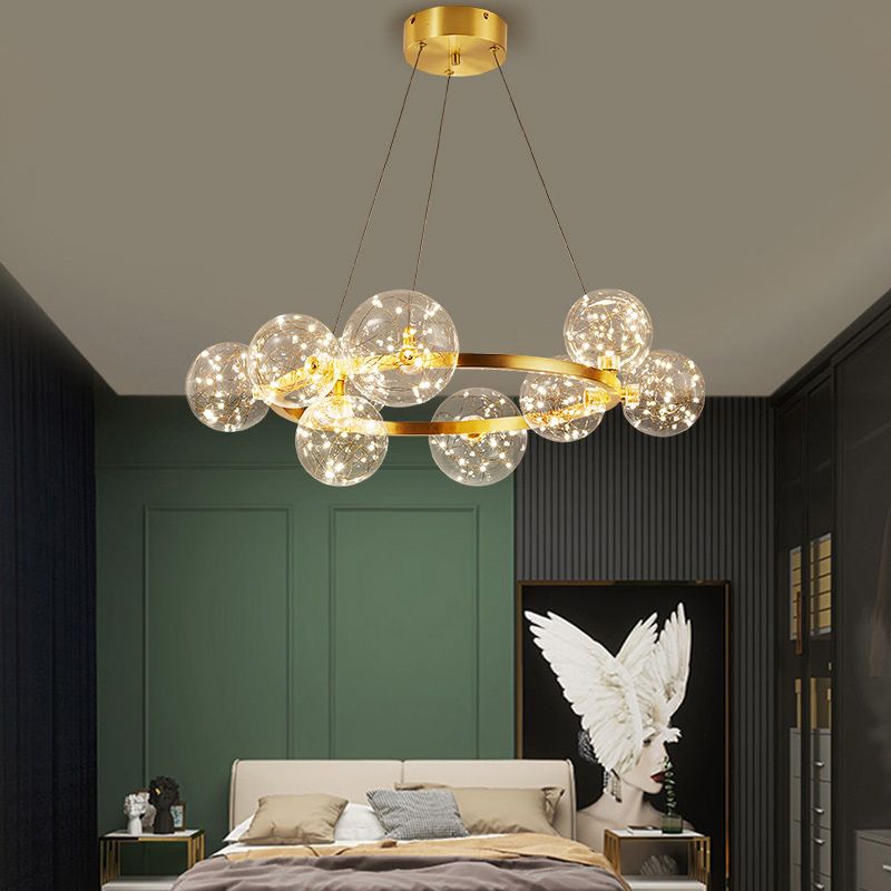 Globe Living Room Ceiling Lighting Clear Glass Contemporary LED Chande