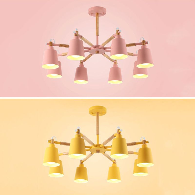 Metal Cone Shaped Chandelier Light Fixture Nordic Style LED Suspension