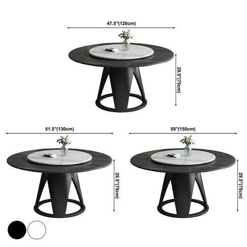 Modern Round Shape Kitchen Dining Table Sintered Stone Standard Dining