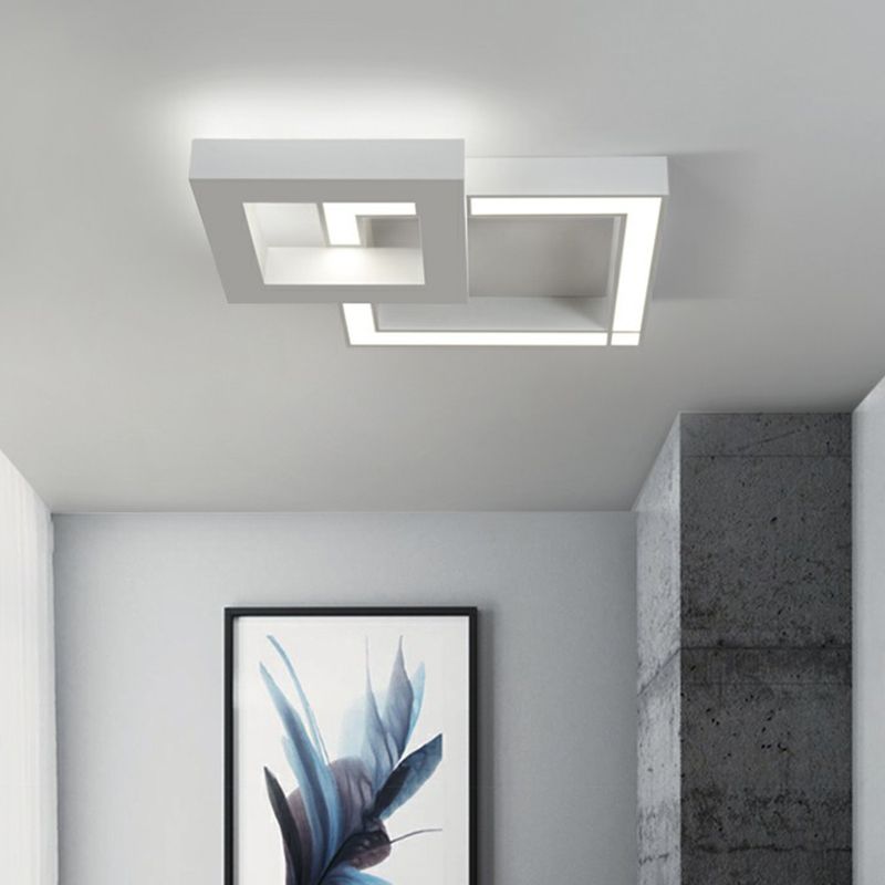 Nordic Style Frame Ceiling Light Fixture Metal Living Room LED Flush M