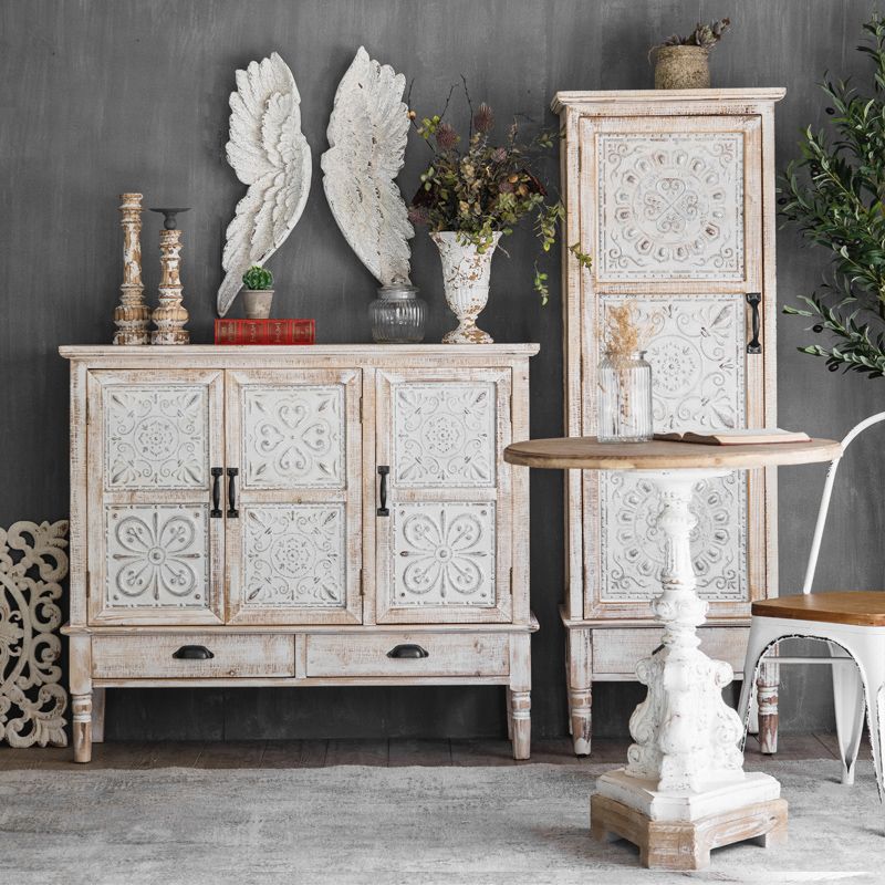 Industrial Distressed Wood Cabinet 1/2 - Drawer Solid Wood Storage Cab