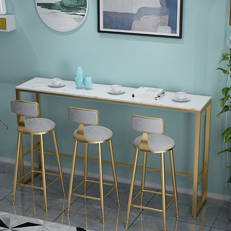 Rectangular Marble Top Bar Table Modern Bistro Table with Trestle Base