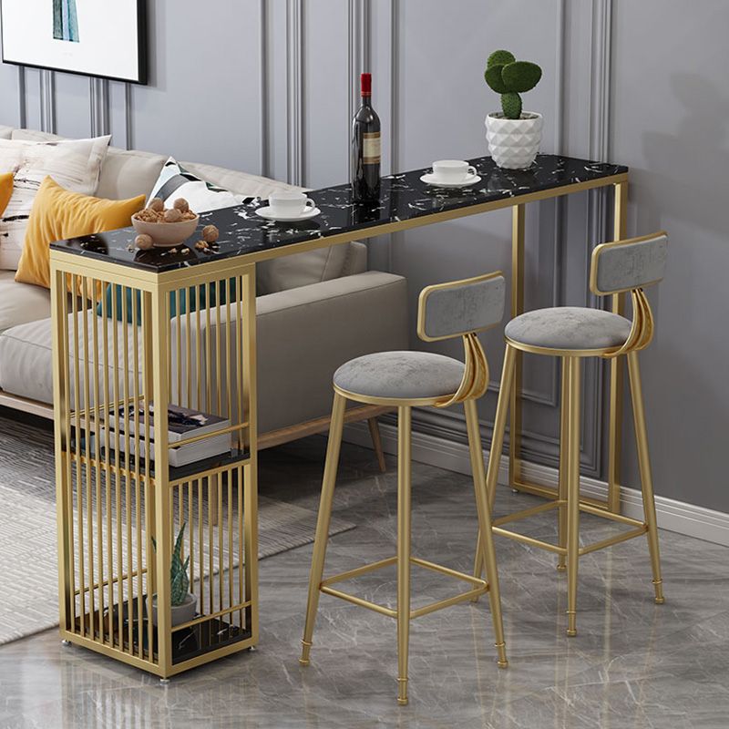 Rectangular Artificial Marble Pub Table Luxurious Bistro Table with Do