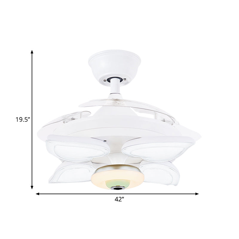 White Loving Heart Ceiling Fan Light Simplicity 42" W 5-Light Acrylic