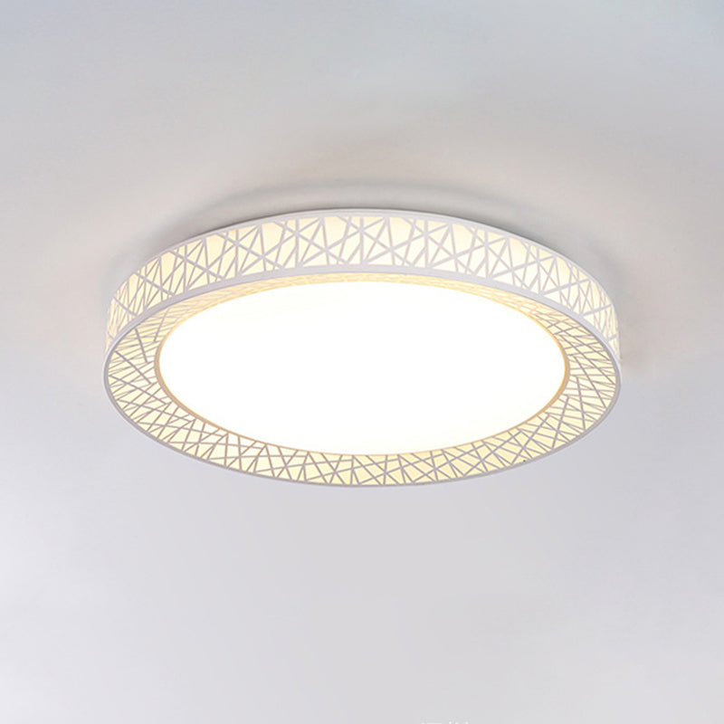 Bird Nest Thin Iron Flush Light Fixture Modern White 16"/19.5" Wide LE