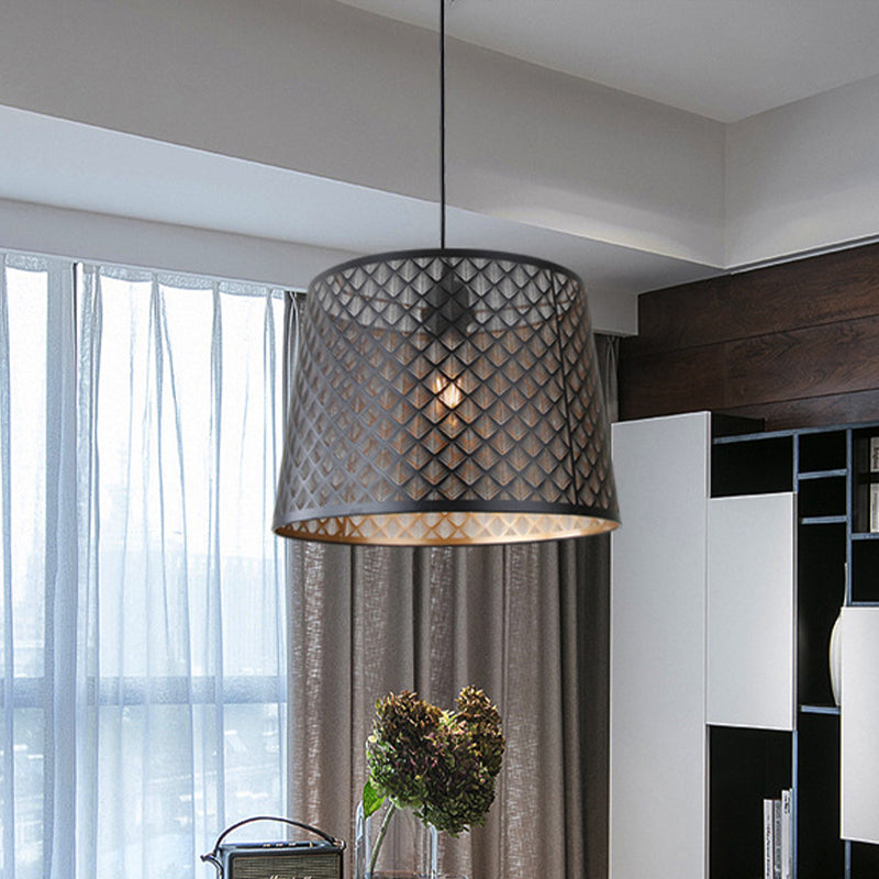 Mission X-Cage Drop Lamp Single Bulb Metallic Hanging Ceiling Light wi