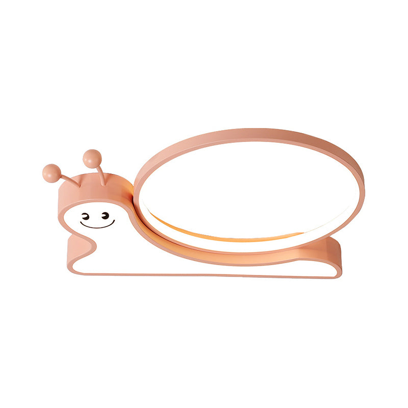 Acrylic Snail Design Flush Light Fixture Cartoon Pink/Blue LED Ceiling