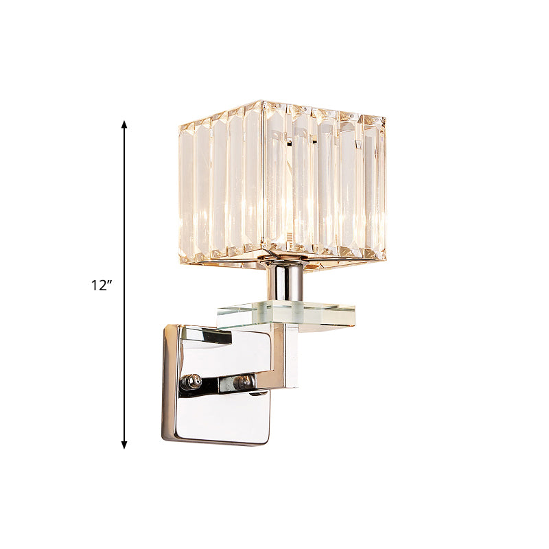 Chrome LED Cuboid Wall Lighting Ideas Contemporary Crystal Prisms Wall