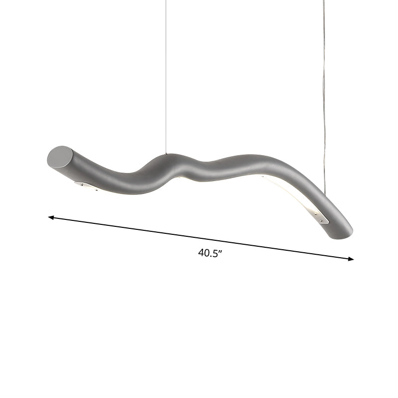 Linear Curved Pendant Light Metal Simple Style Integrated LED Pendant