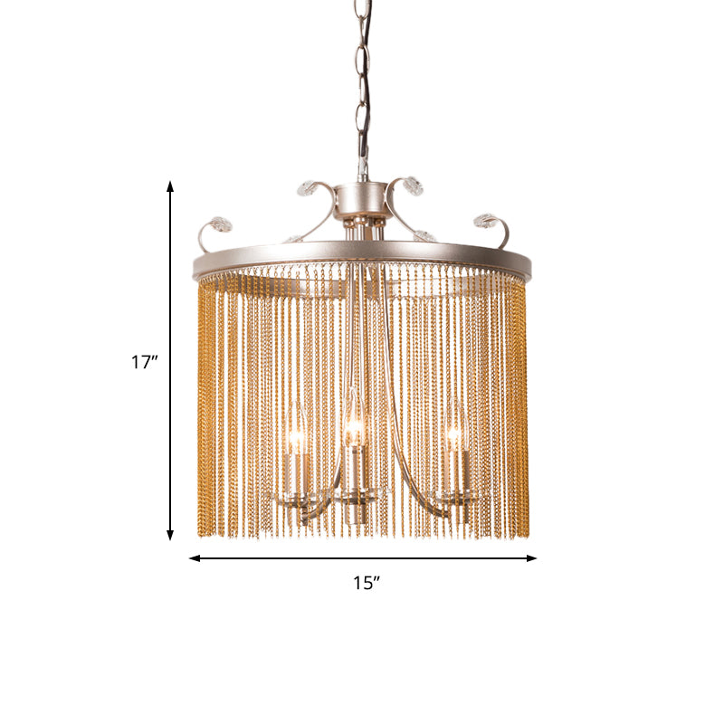 Cylinder Crystal Strand Chandelier Light Modern 3/5/6 Lights Gold Ceil