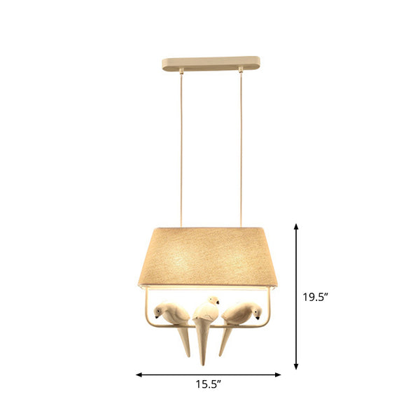 Trapezoid Fabric Pendant Light Traditional Dining Room Suspension Ligh