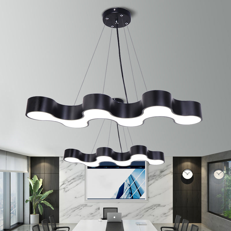 Wave Shaped LED Suspension Light Modern Acrylic Meeting Room Chandelie