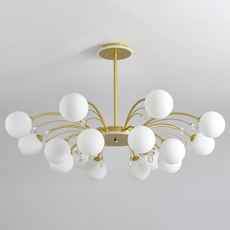 Contemporary Modo Chandelier Lighting Opal Frosted Glass Sitting Room
